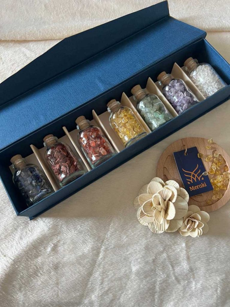 Buy Meraki 7 Chakra Wish Bottle @1099 | power of seven different crystals