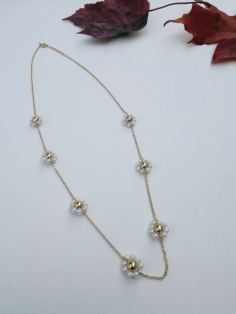 Buy Pearl Floral Gold Chain | Delicate 3mm Freshwater Pearl Necklace ...