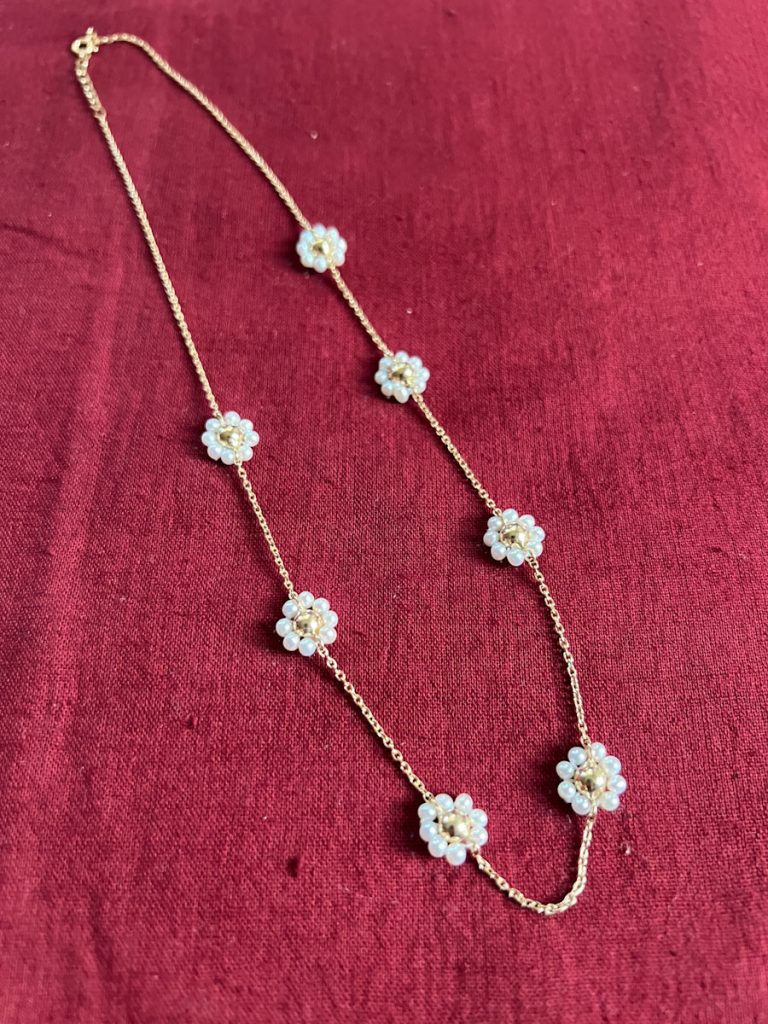 Buy Pearl Floral Gold Chain | Delicate 3mm Freshwater Pearl Necklace ...